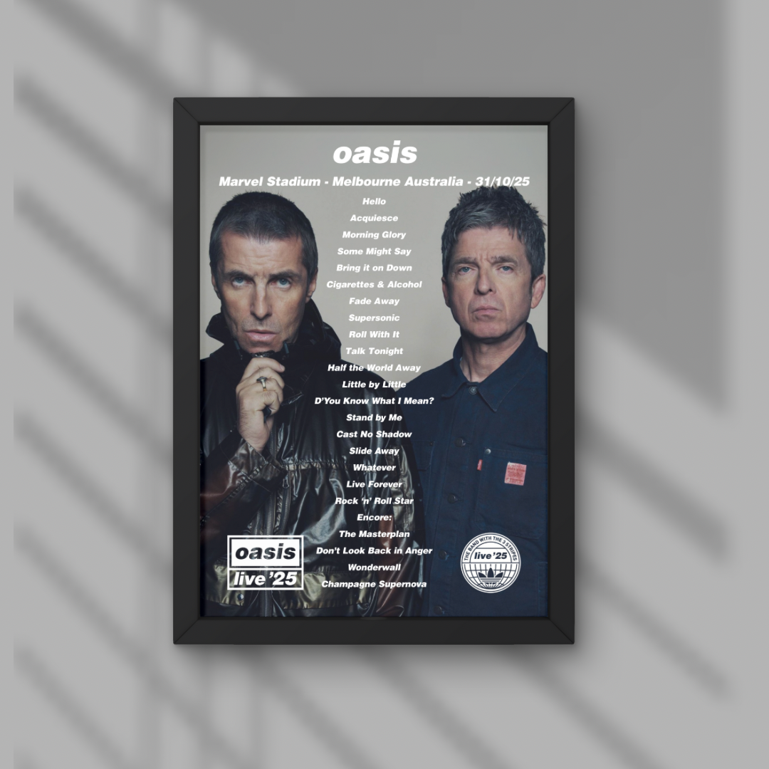 Oasis Melbourne Setlist Print - All Dates – Print Wave UK